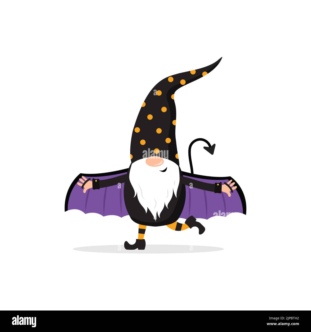 Halloween gnome. Cute scandinavian dwarf with dracula wings. Dwarf ...