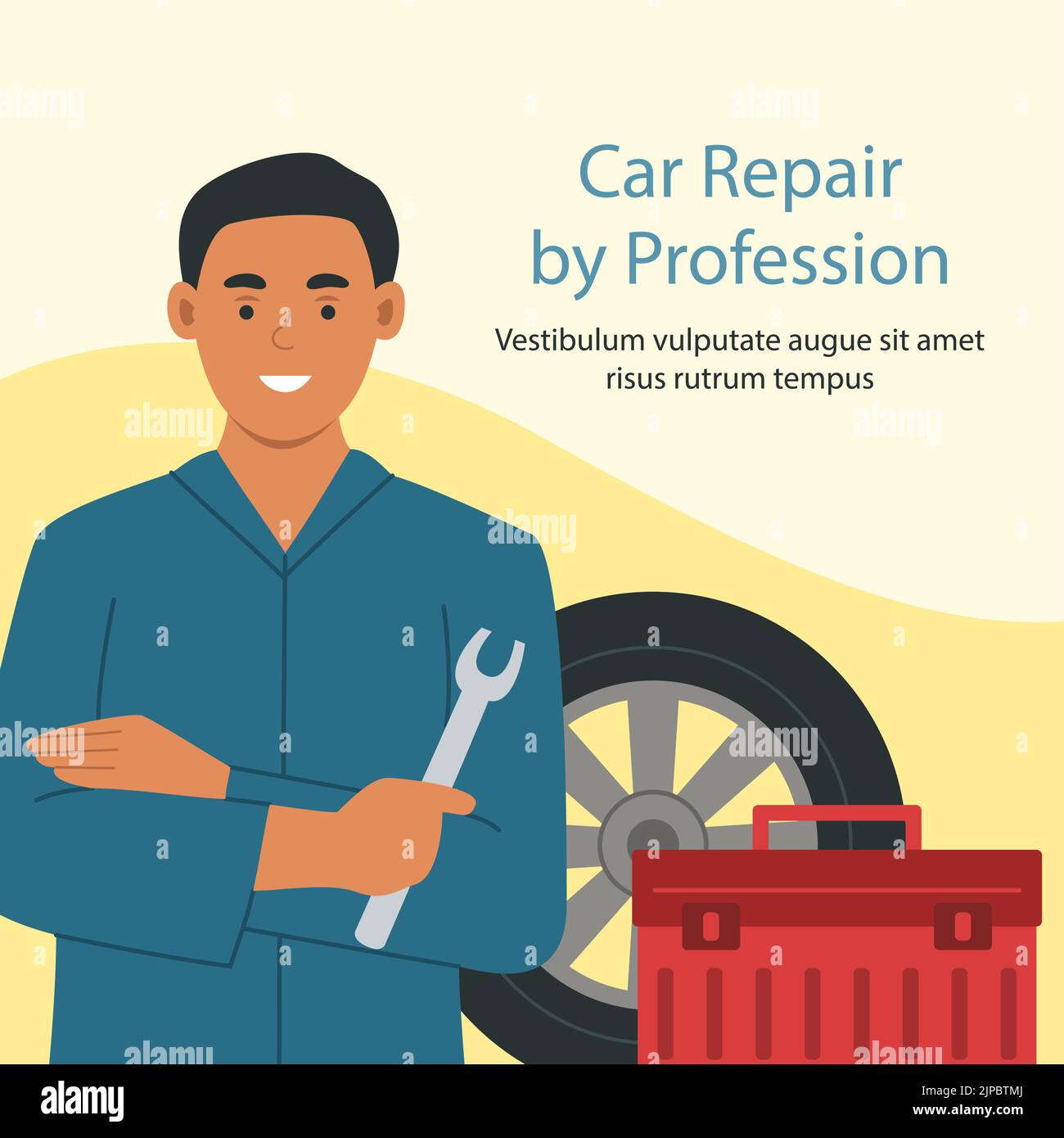 Hand drawn repair shop template design Vector illustration Stock Vector ...