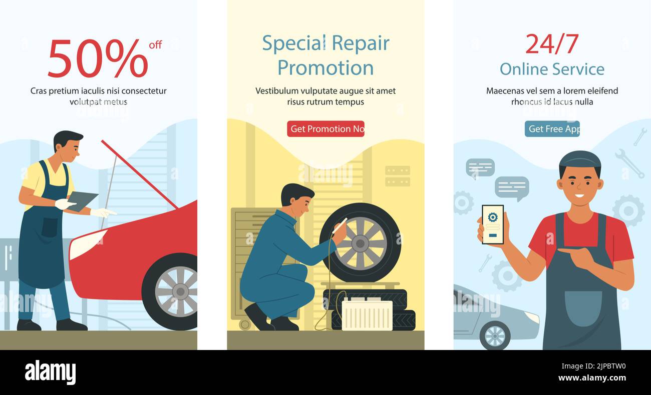 Hand drawn repair shop template design Vector illustration Stock Vector ...