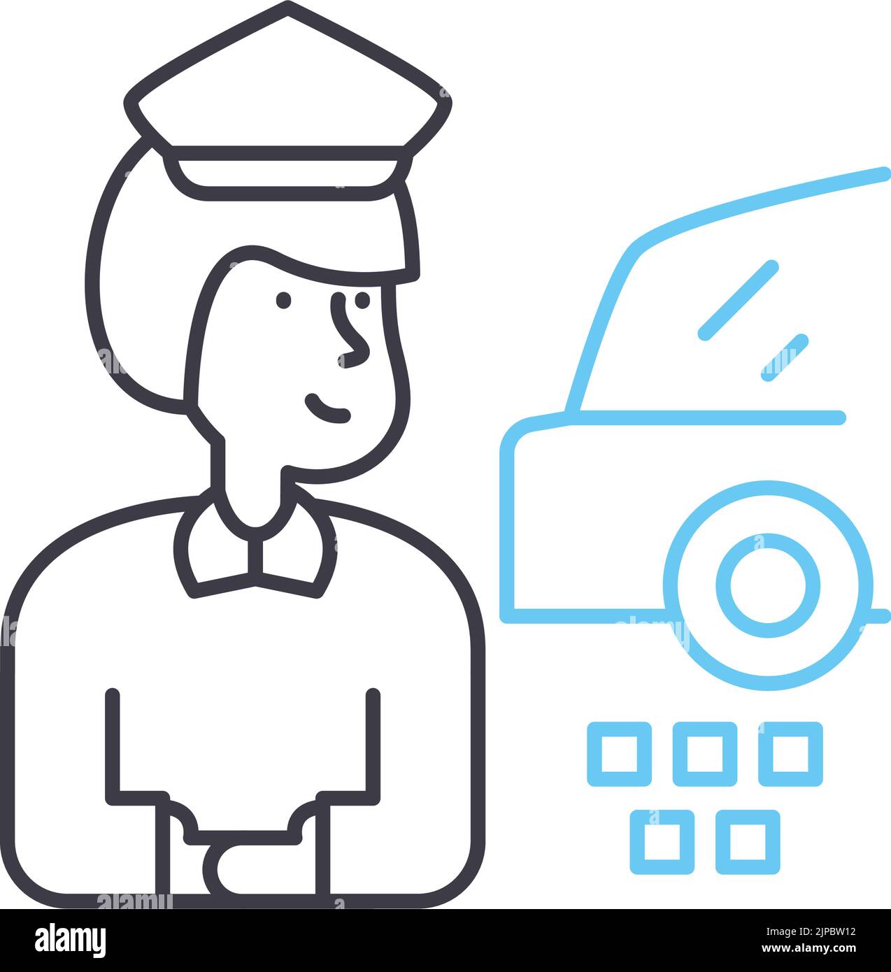 taxi driver line icon, outline symbol, vector illustration, concept ...