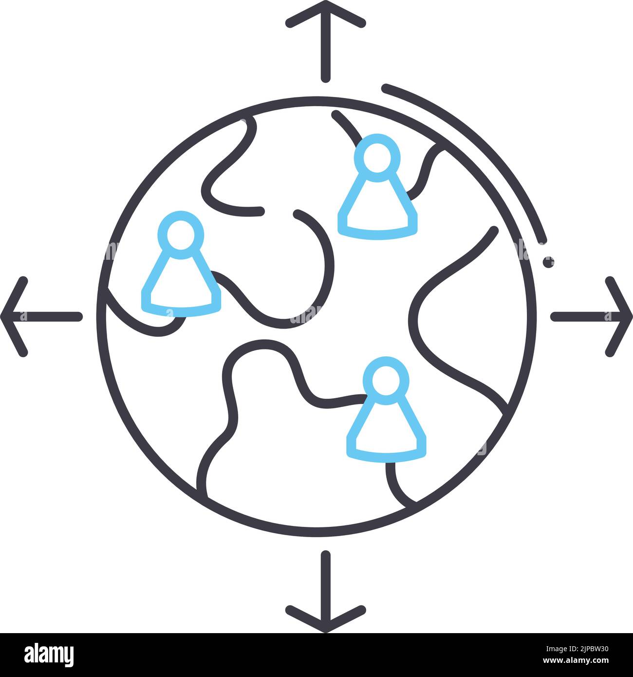 global outsource line icon, outline symbol, vector illustration ...