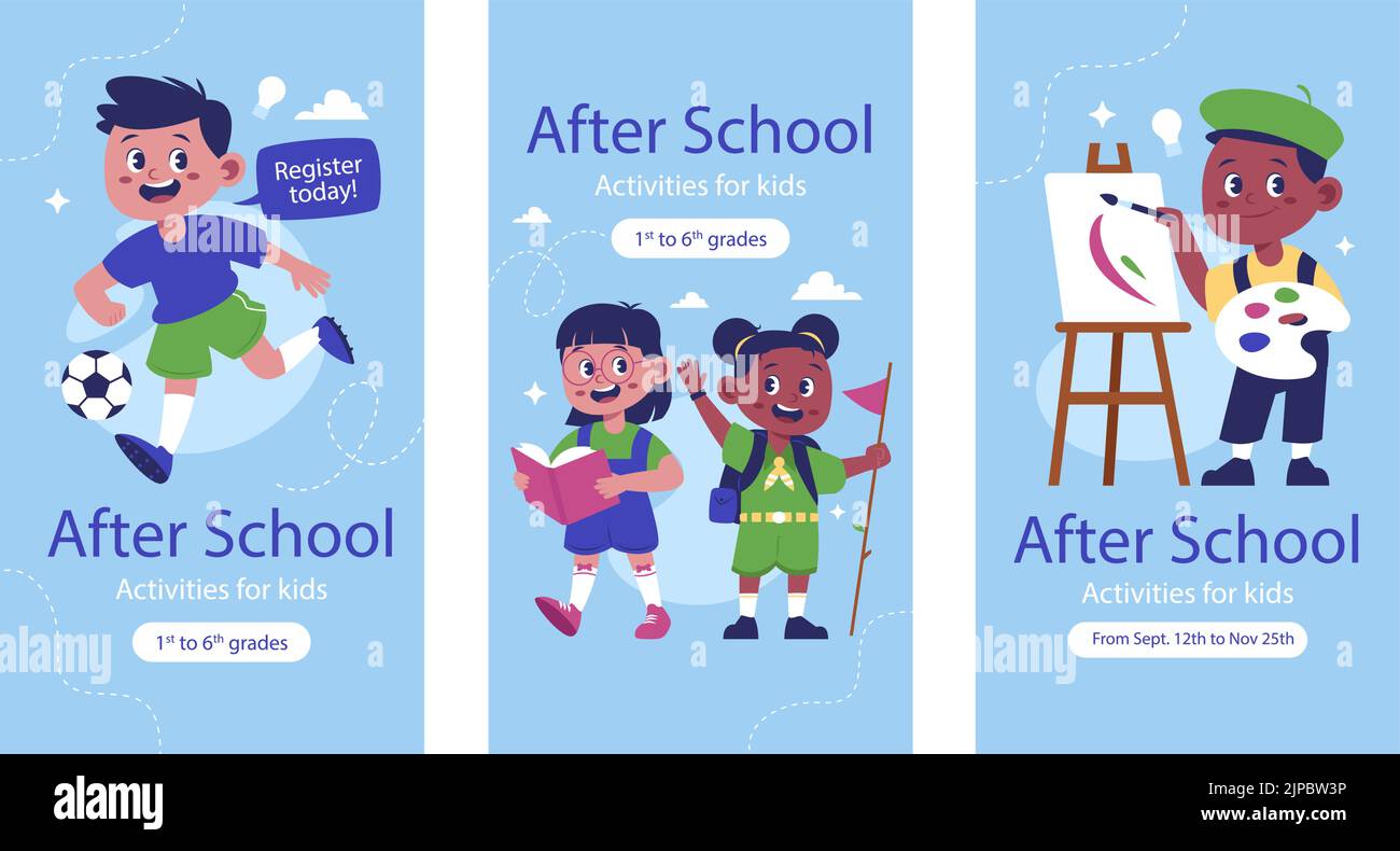 Hand drawn after school activities template Vector illustration Stock ...