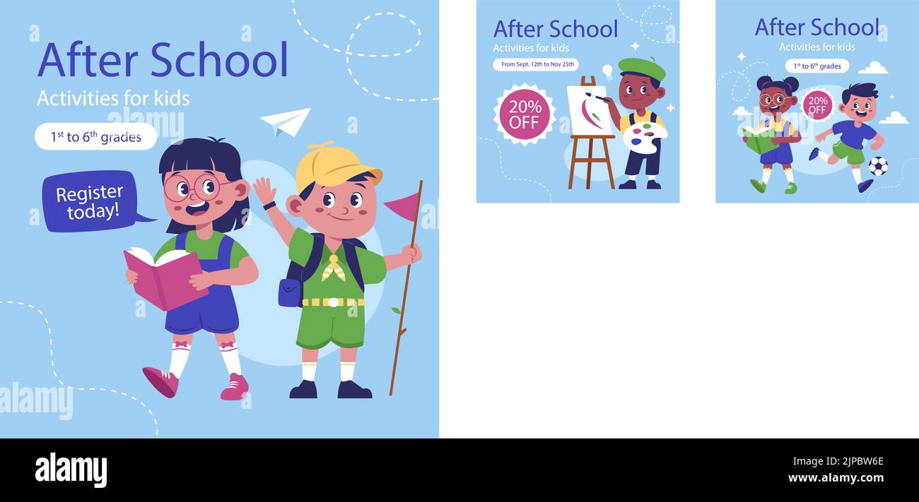Hand drawn after school activities template Vector illustration Stock ...