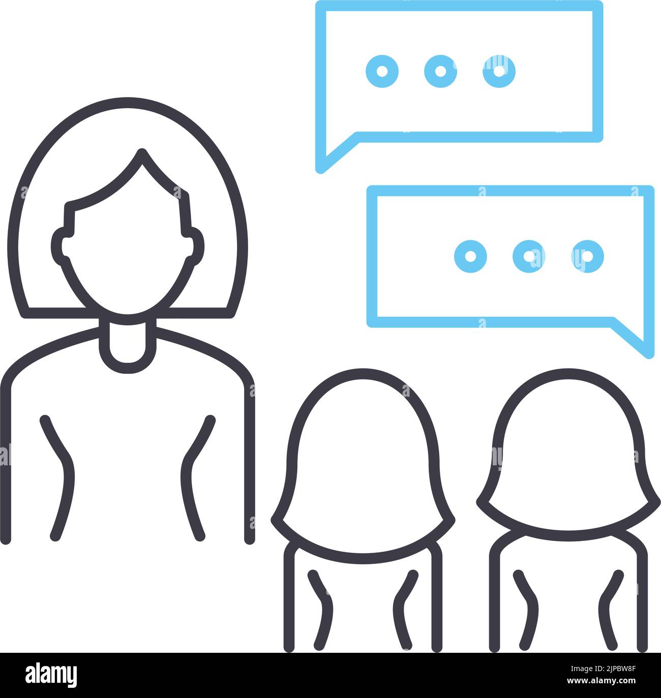 press conference line icon, outline symbol, vector illustration ...