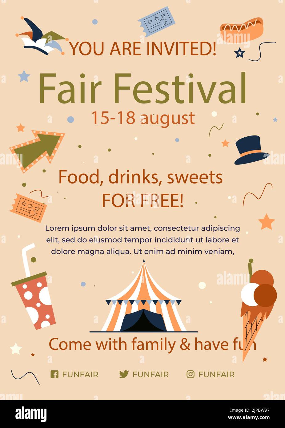 Hand drawn fair design template Vector illustration Stock Vector Image ...