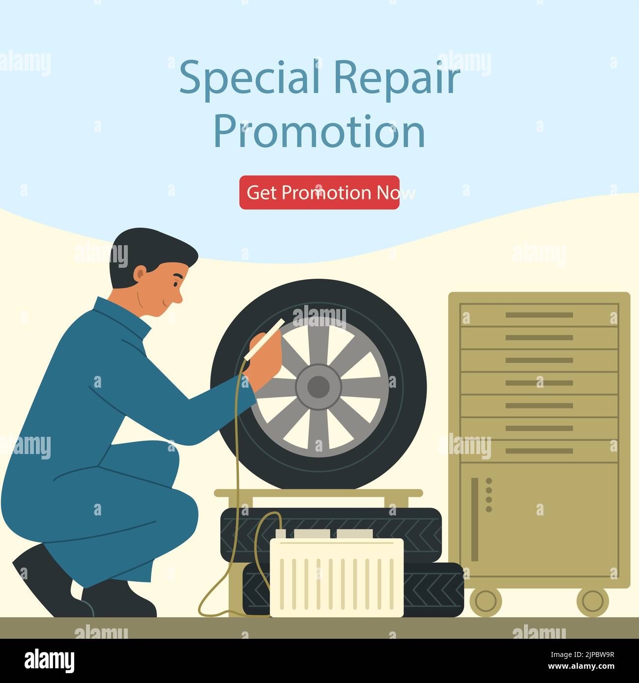 Hand drawn repair shop template design Vector illustration Stock Vector ...