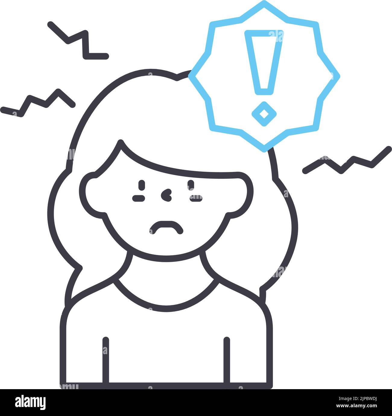 panic attack line icon, outline symbol, vector illustration, concept ...