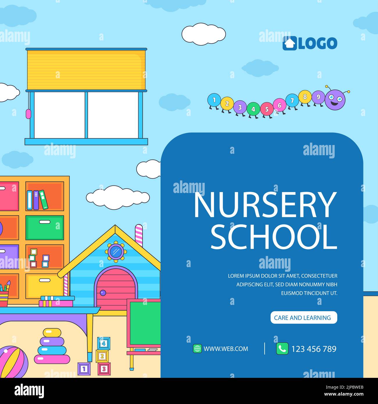 Hand Drawn Nursery School Design Template Vector Illustration Stock hand-drawn-nursery-school-design-template-vector-illustration-stock
