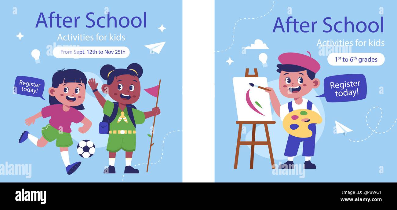 Hand drawn after school activities template Vector illustration Stock ...