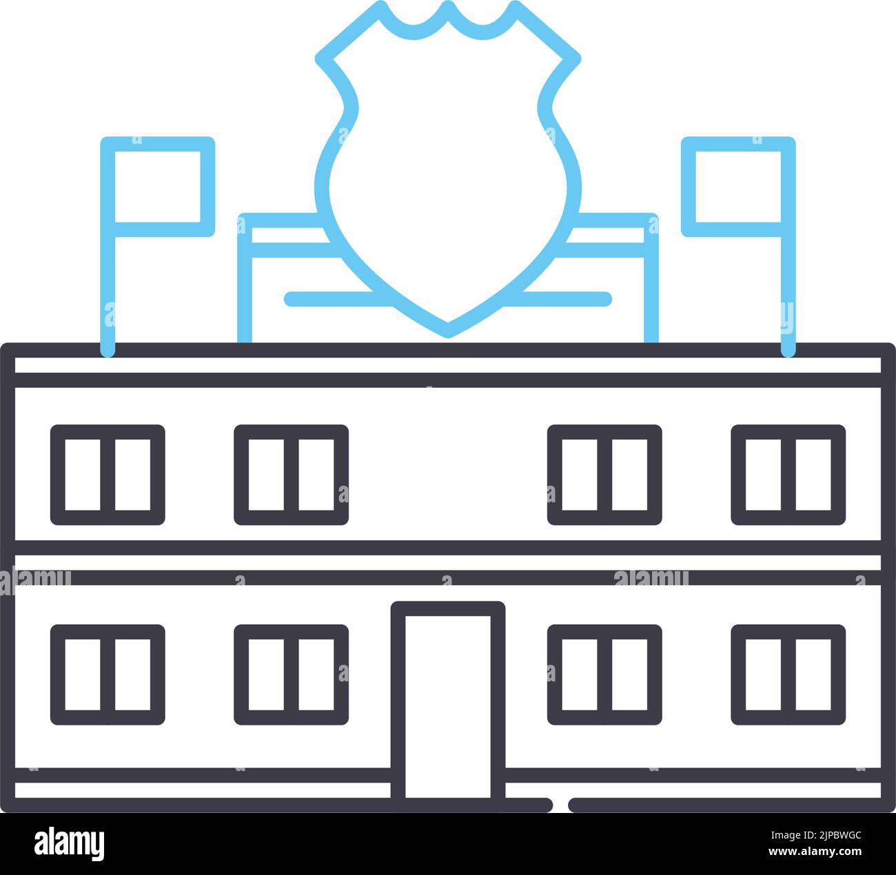 police station line icon, outline symbol, vector illustration, concept ...