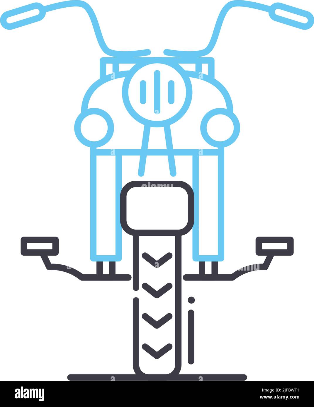 motorcycle front view line icon, outline symbol, vector illustration ...