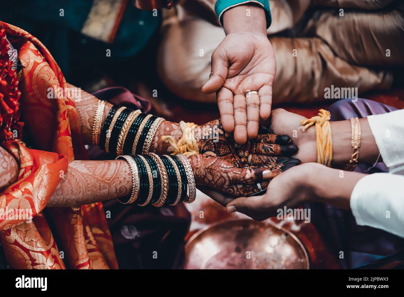 A closeup of a Kanyadan moment, one of the rituals for giving a ...