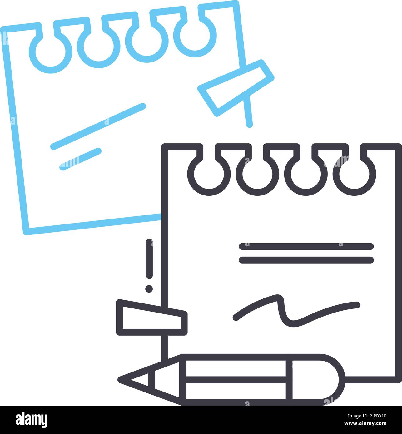 notes line icon, outline symbol, vector illustration, concept sign ...