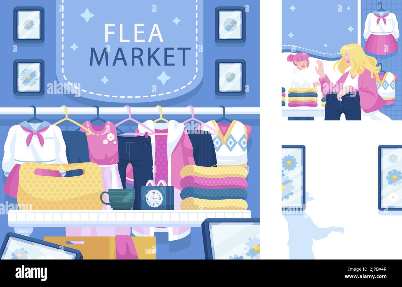 Hand drawn flea market design template Vector illustration Stock Vector ...