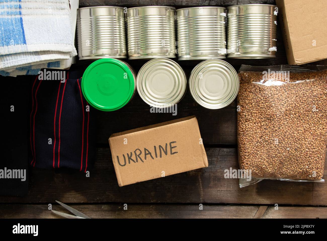 Collecting a humanitarian food set to help people who suffered during ...