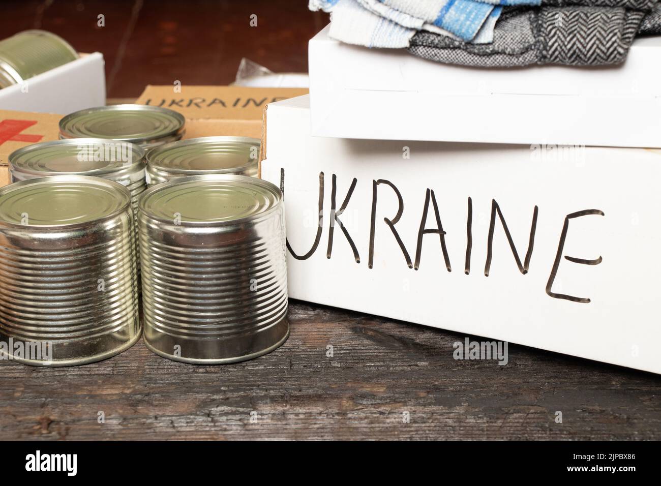 Collecting a humanitarian food set to help people who suffered during ...