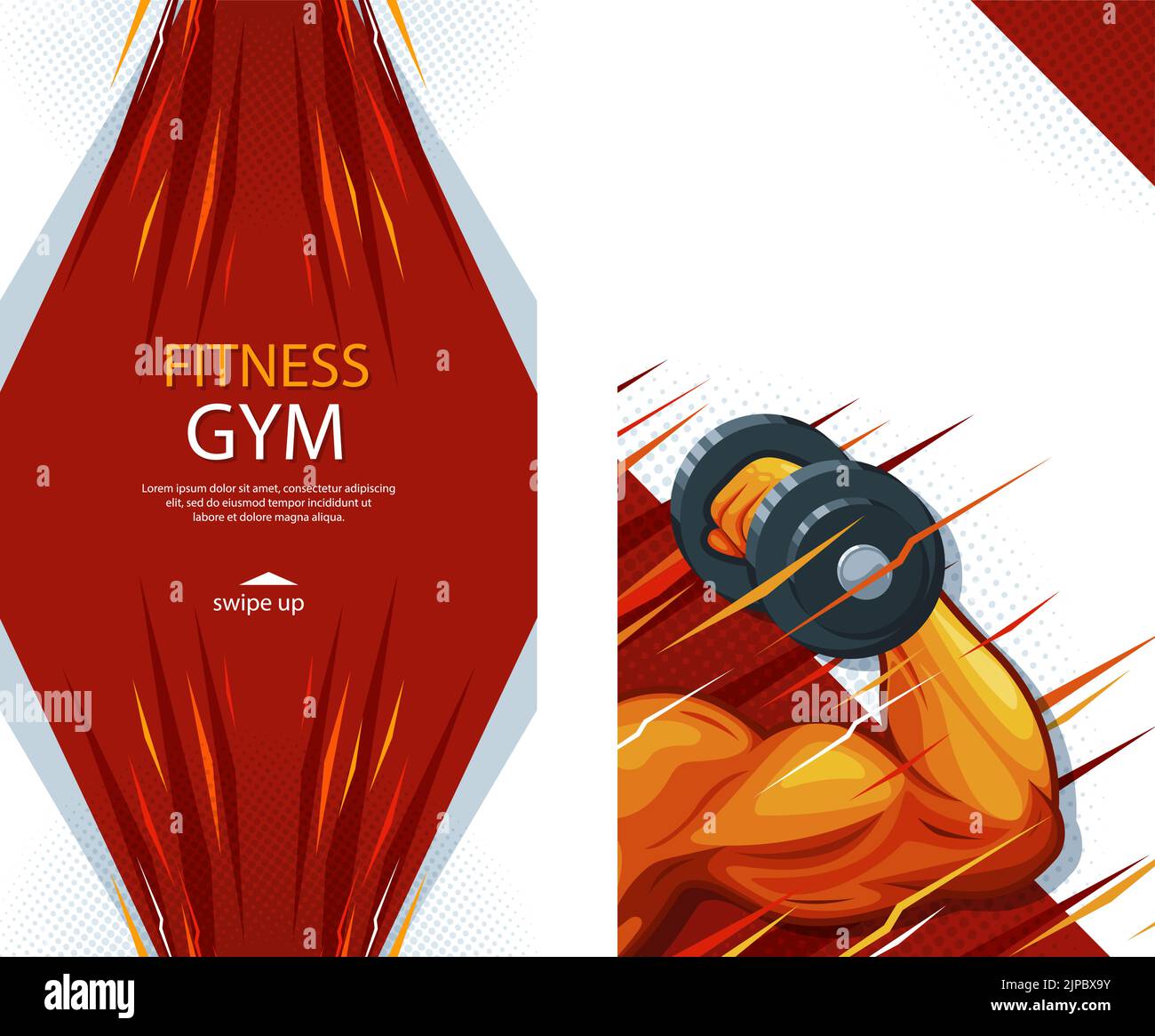 Flat design gym fitness stories template Vector illustration Stock ...