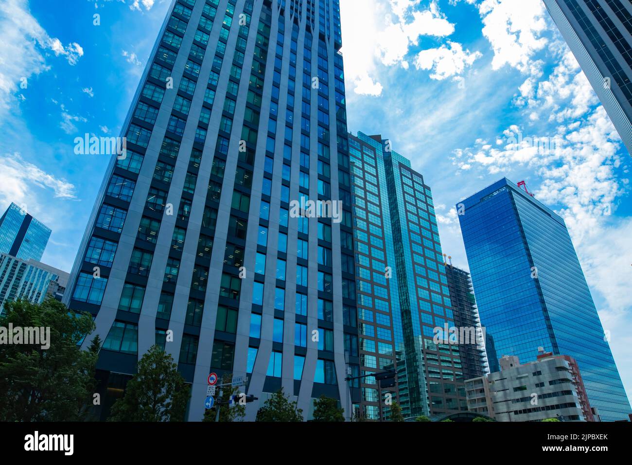 A cloud reflecting the building in the business town wide shot Stock ...