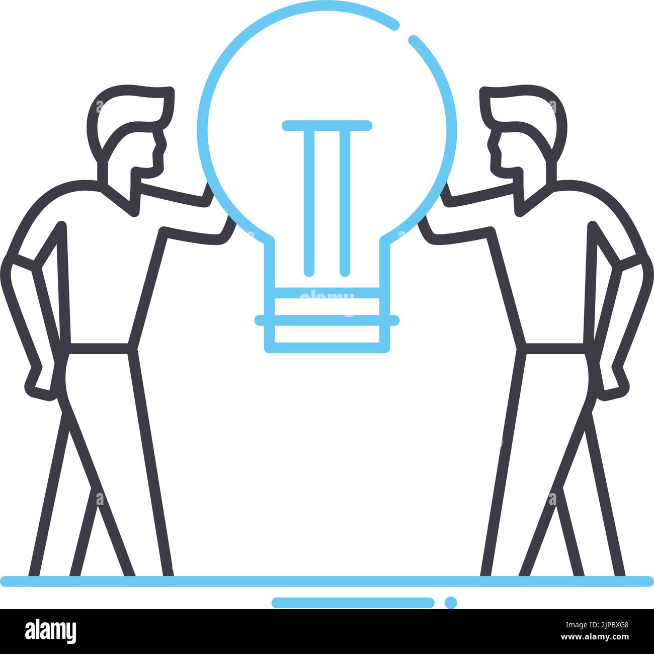 teamwork competition line icon, outline symbol, vector illustration ...