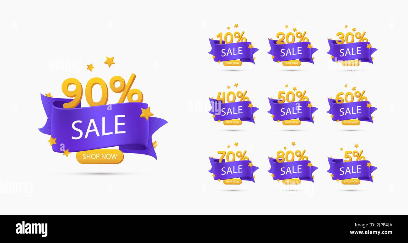 Gradient discount numbers sale set Vector illustration Stock Vector ...