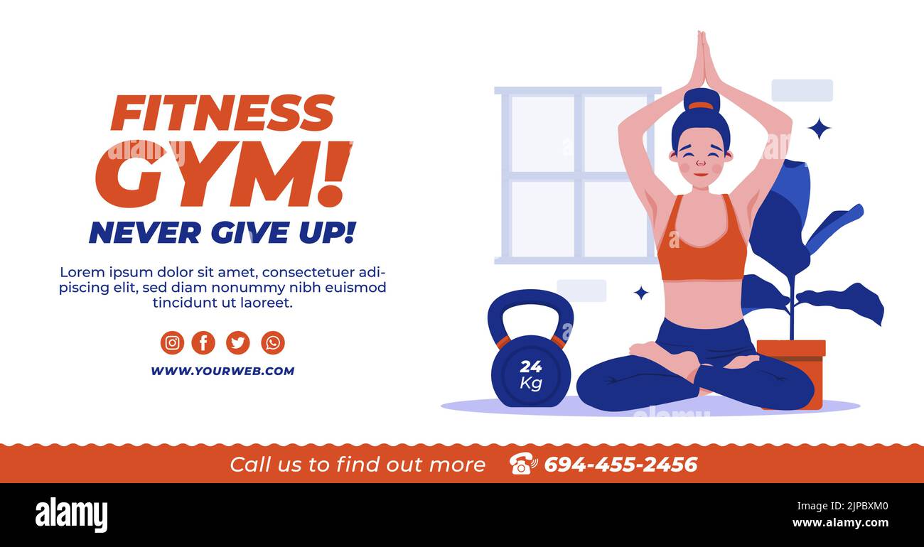 Flat Design Gym Fitness Ad Template Vector Illustration Stock Vector Image And Art Alamy