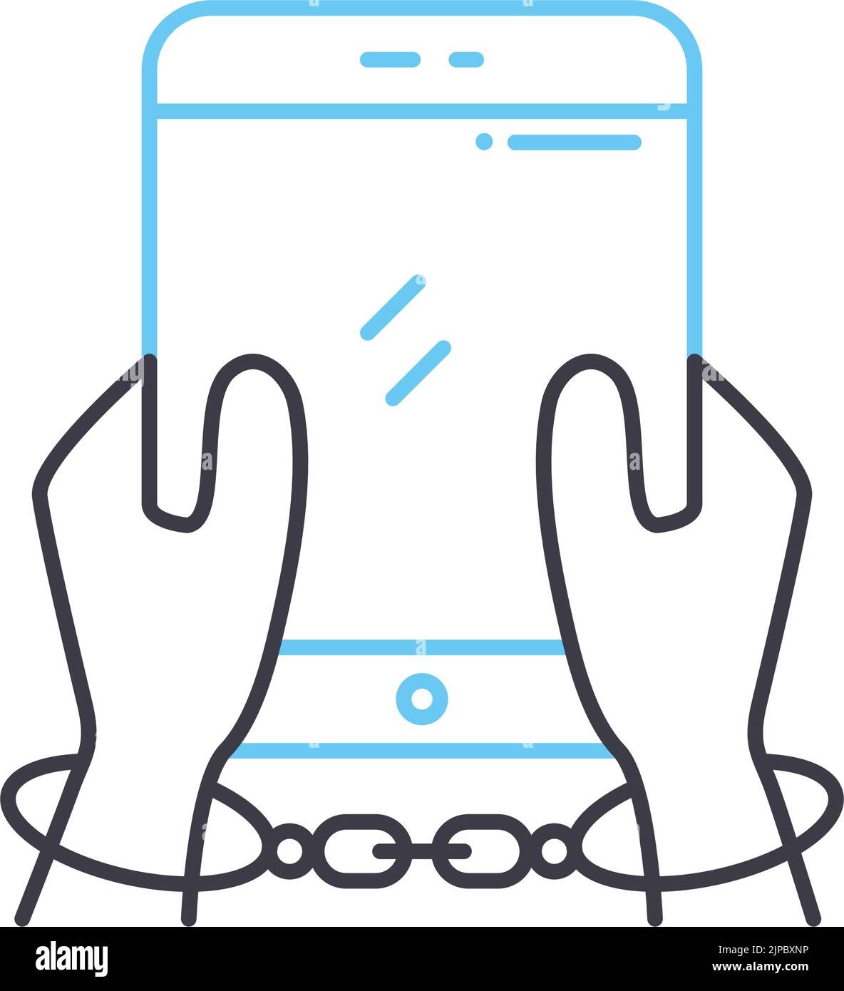 smartphone addiction line icon, outline symbol, vector illustration ...