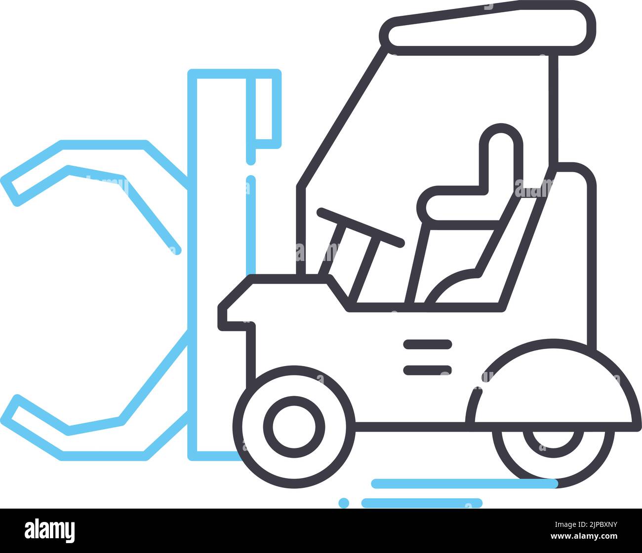 forklift truck line icon, outline symbol, vector illustration, concept ...