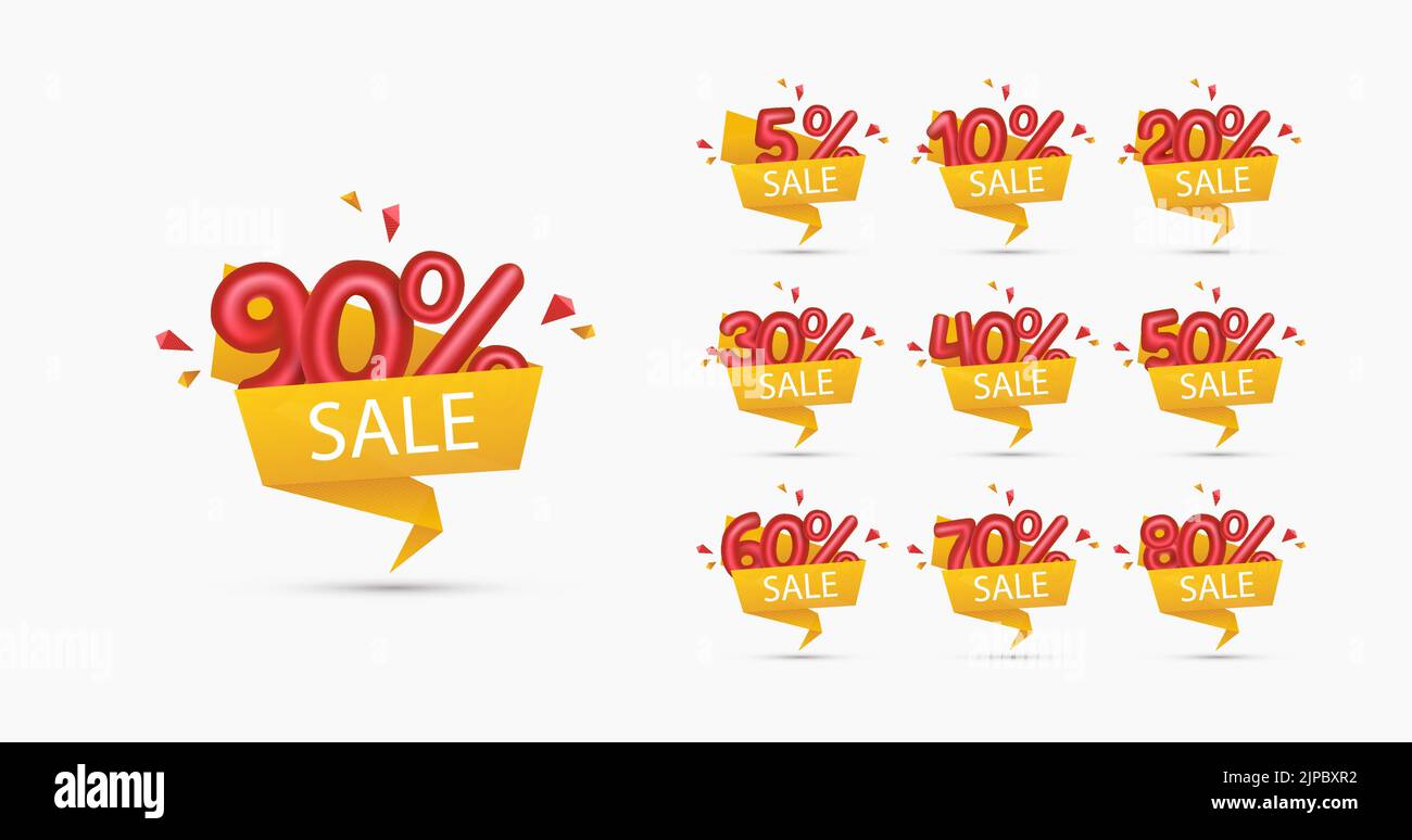 Gradient discount numbers sale set Vector illustration Stock Vector ...