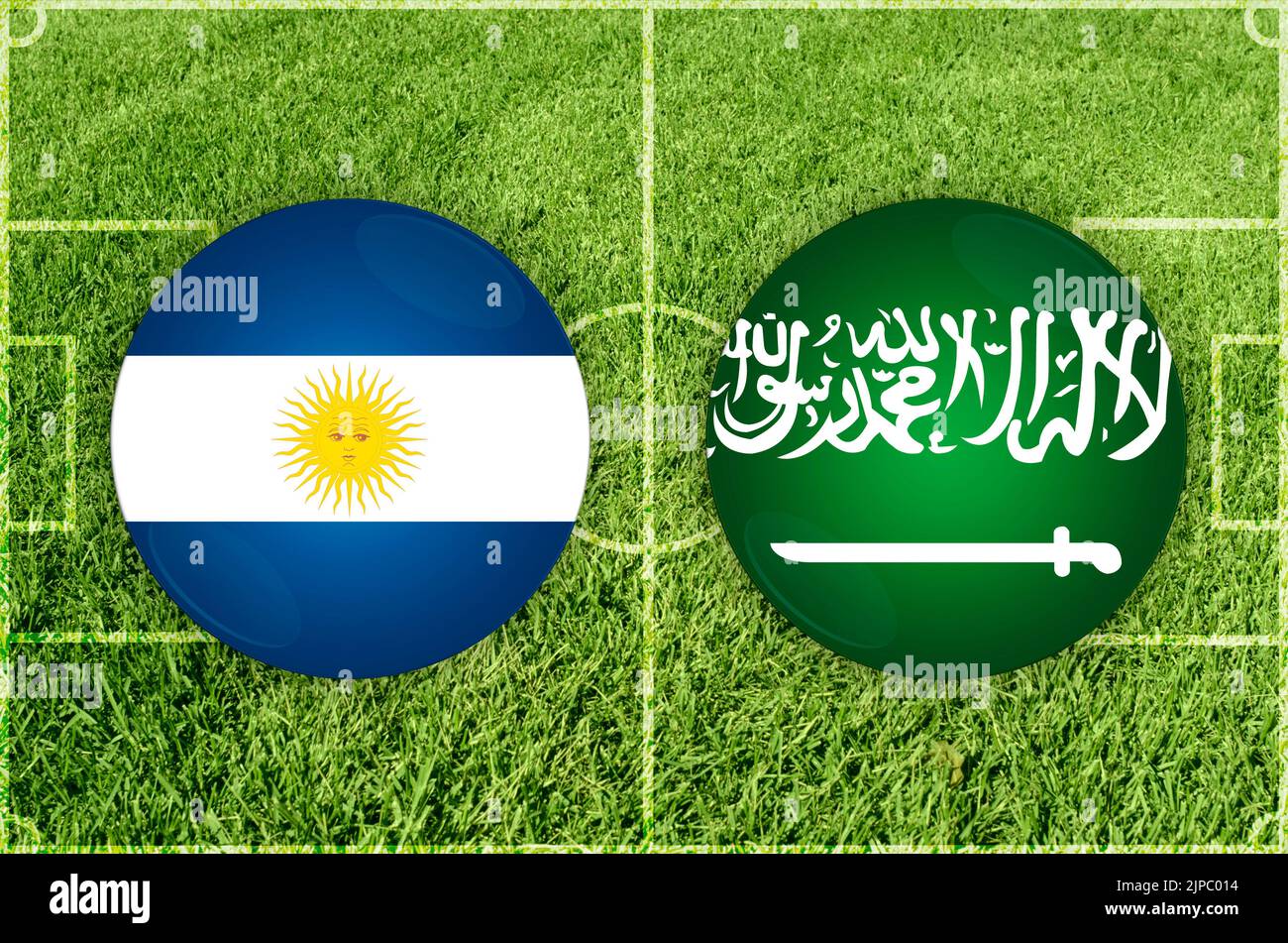 Illustration for Football match Argentina vs Saudi Arabia Stock Photo ...