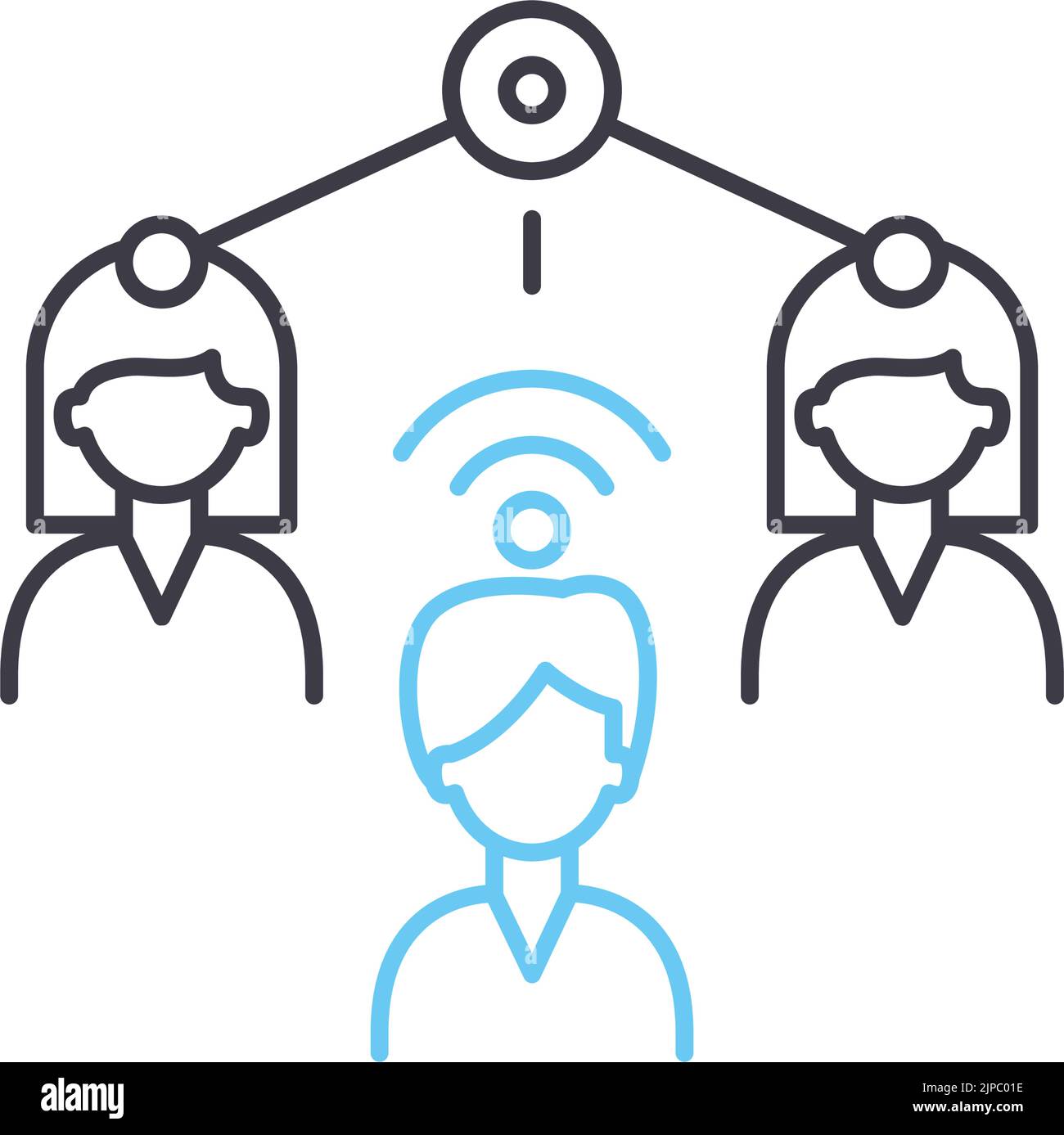 future society line icon, outline symbol, vector illustration, concept ...