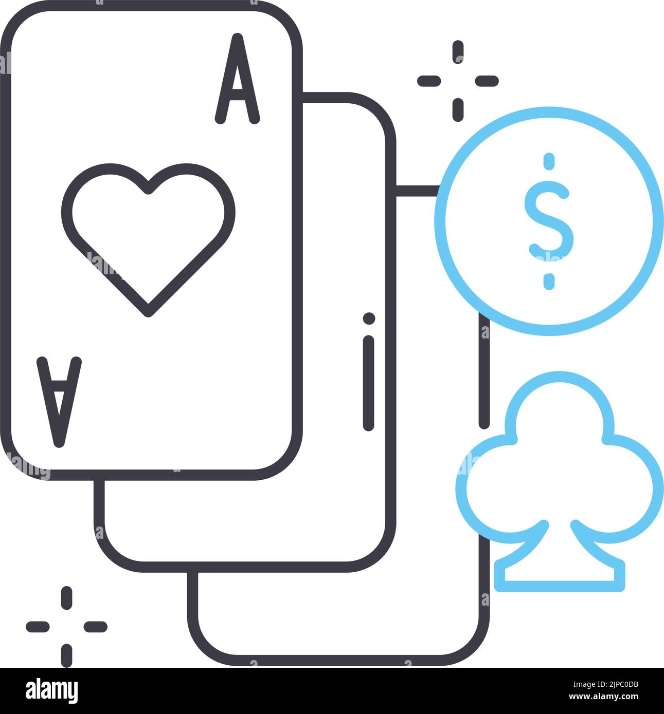 mmo card games line icon, outline symbol, vector illustration, concept ...