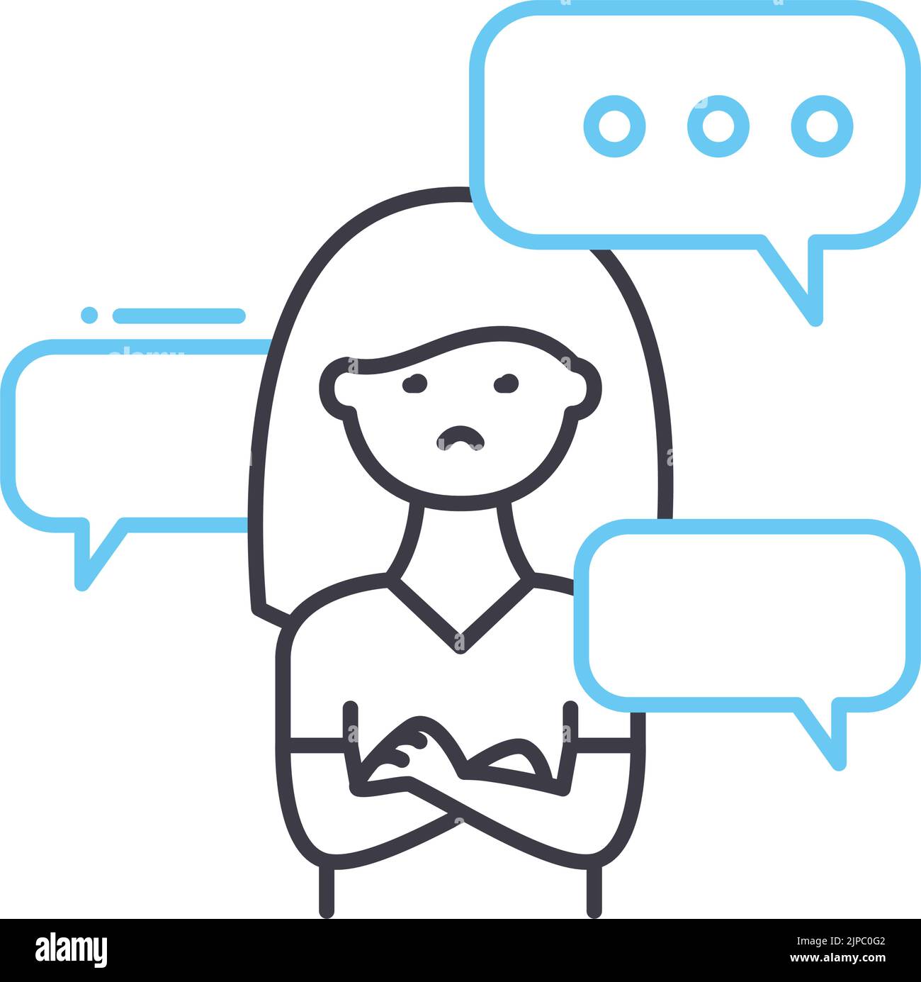 psychological insecurity line icon, outline symbol, vector illustration ...