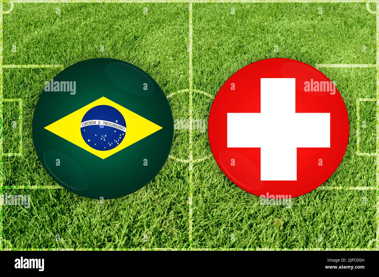 Illustration for Football match Brazil vs Switzerland Stock Photo - Alamy