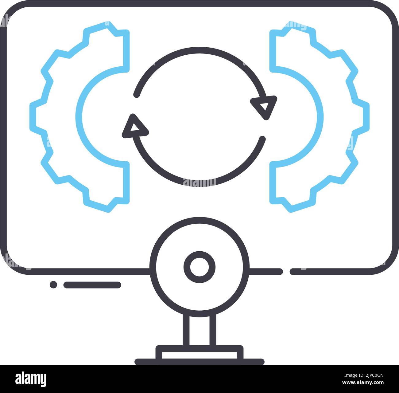 working software line icon, outline symbol, vector illustration ... working software line icon, outline symbol, vector illustration ...