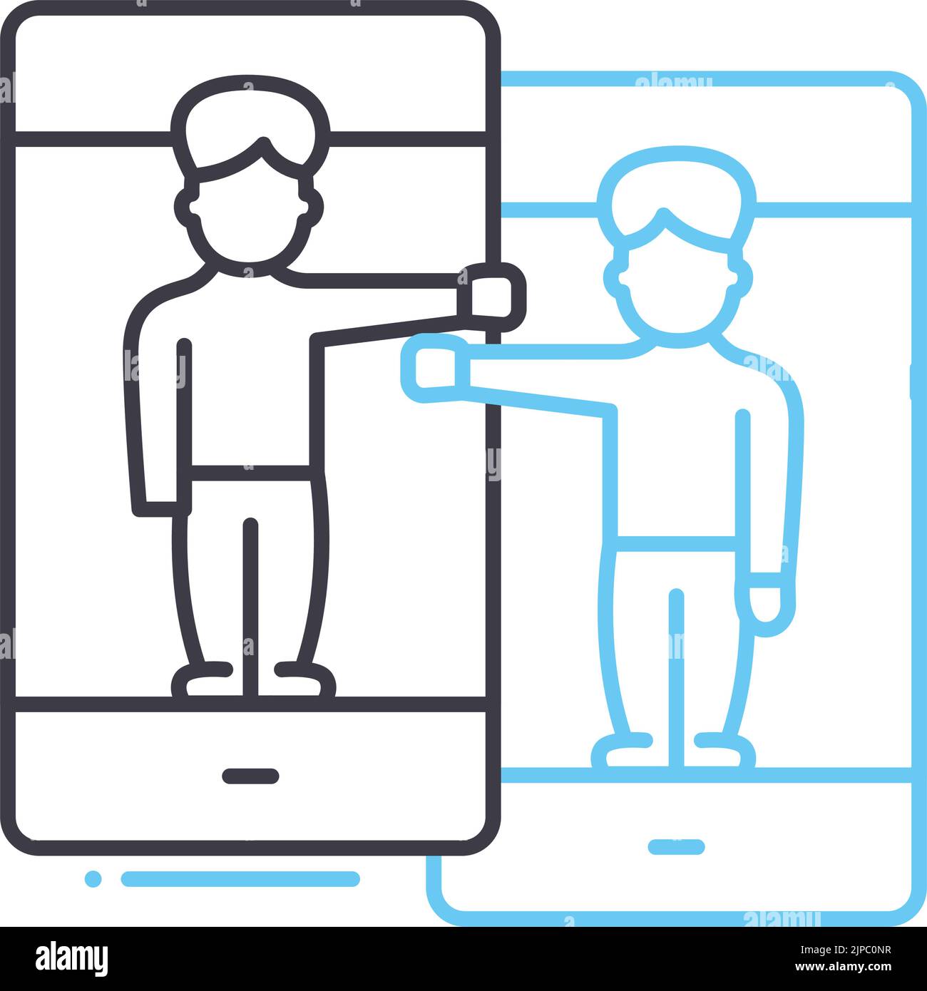 peer to peer landing line icon, outline symbol, vector illustration ...