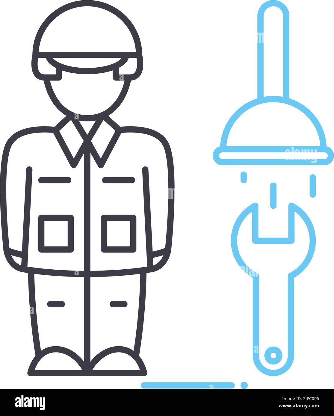 plumber business line icon, outline symbol, vector illustration ...