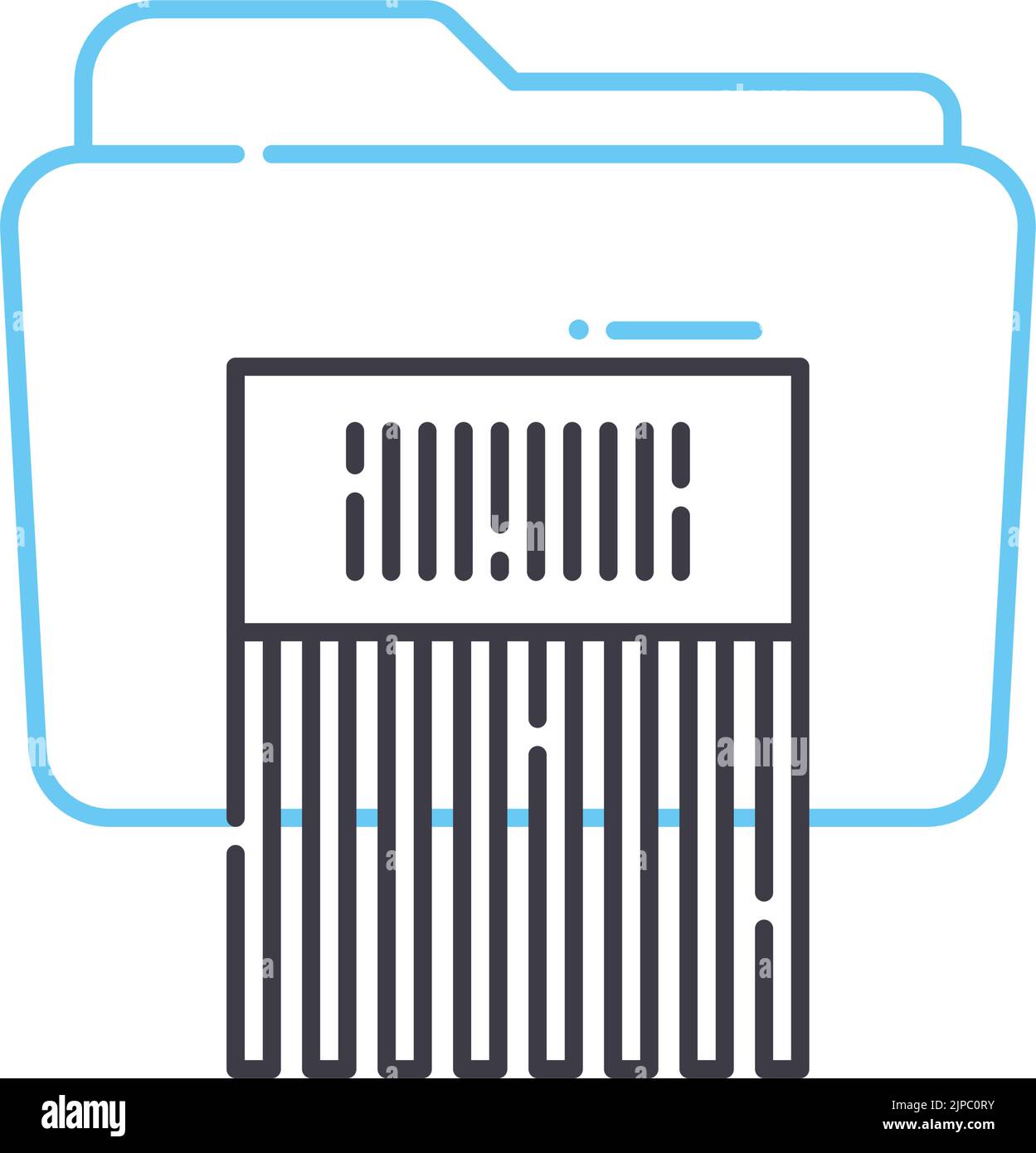 shredding data line icon, outline symbol, vector illustration, concept ...