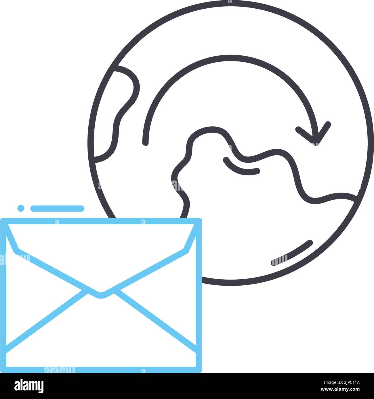 global mail line icon, outline symbol, vector illustration, concept ...