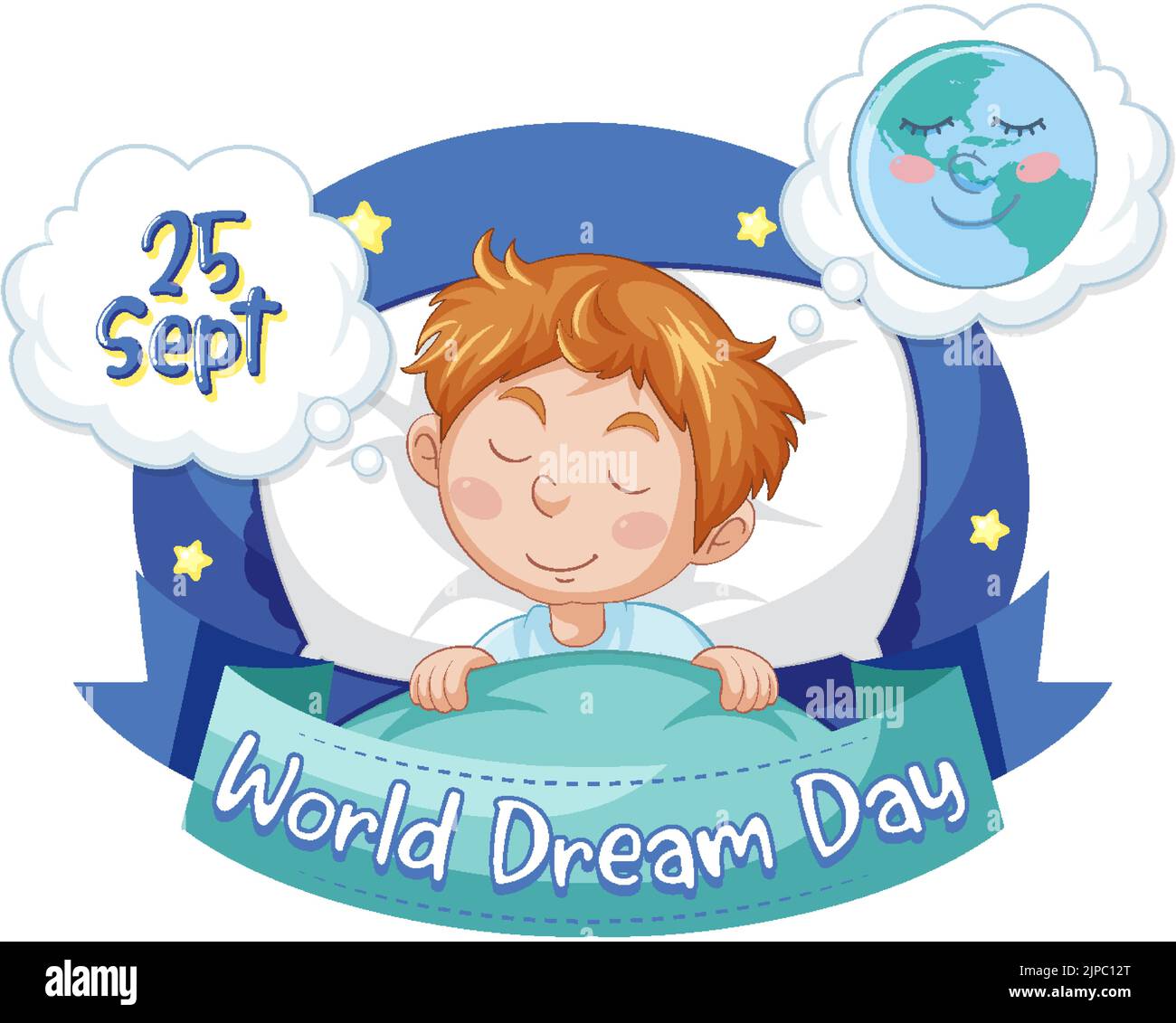 World dream day banner design with cartoon character illustration Stock ...