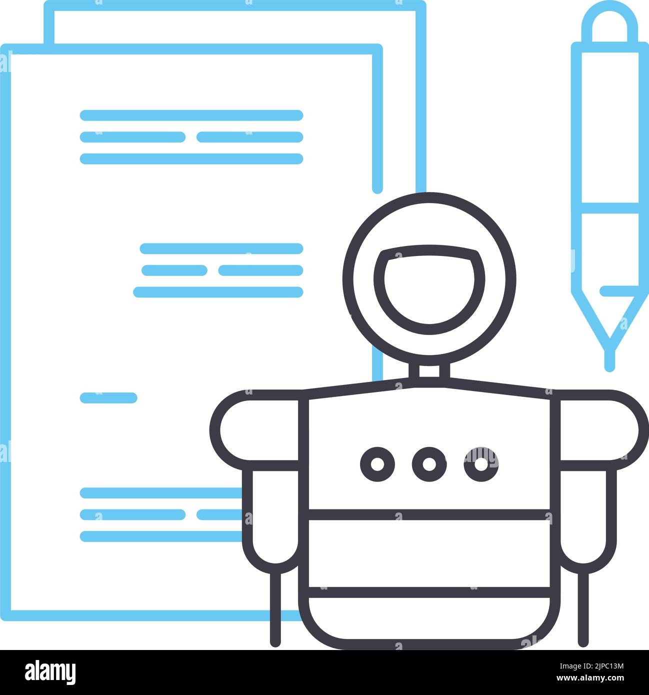 robot design line icon, outline symbol, vector illustration, concept ...