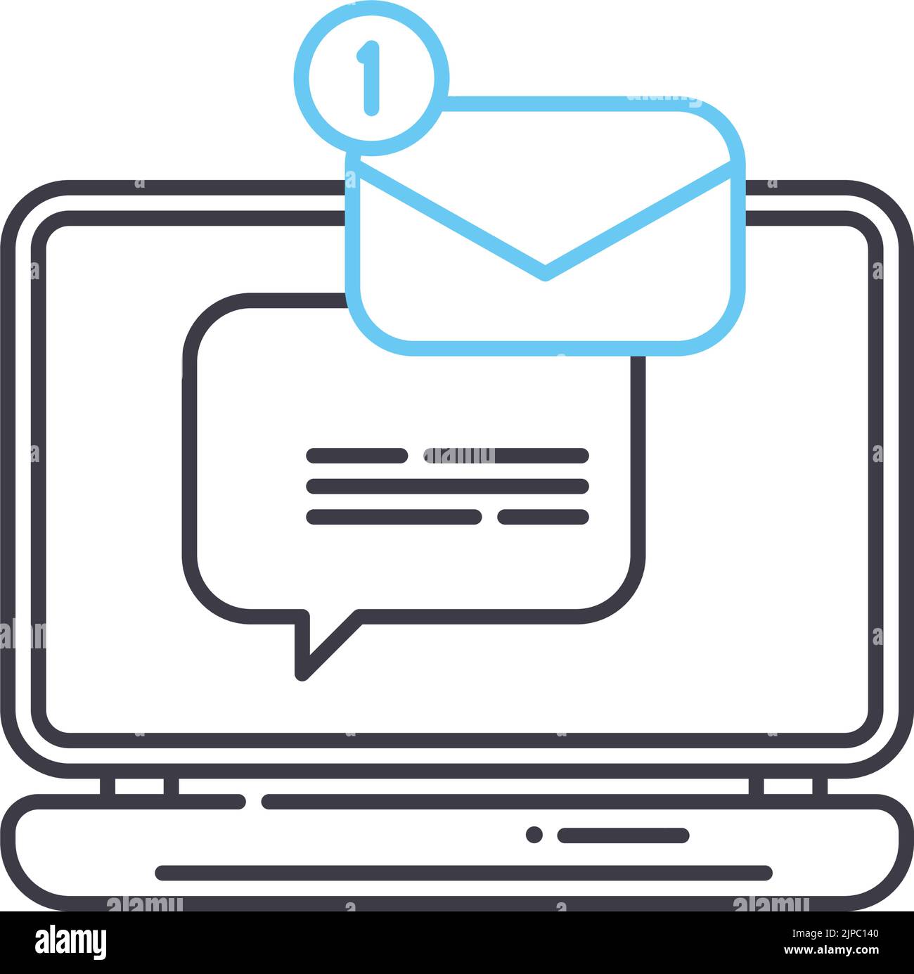 mail notification line icon, outline symbol, vector illustration ...