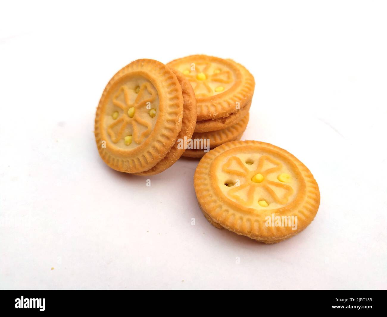 fresh crispy biscuits isolated on white background Stock Photo - Alamy