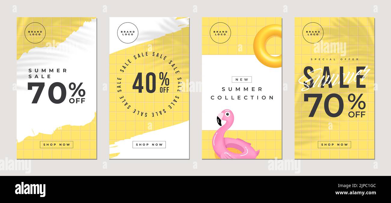Summer sale flat stories template, for blog and sales, web online ...