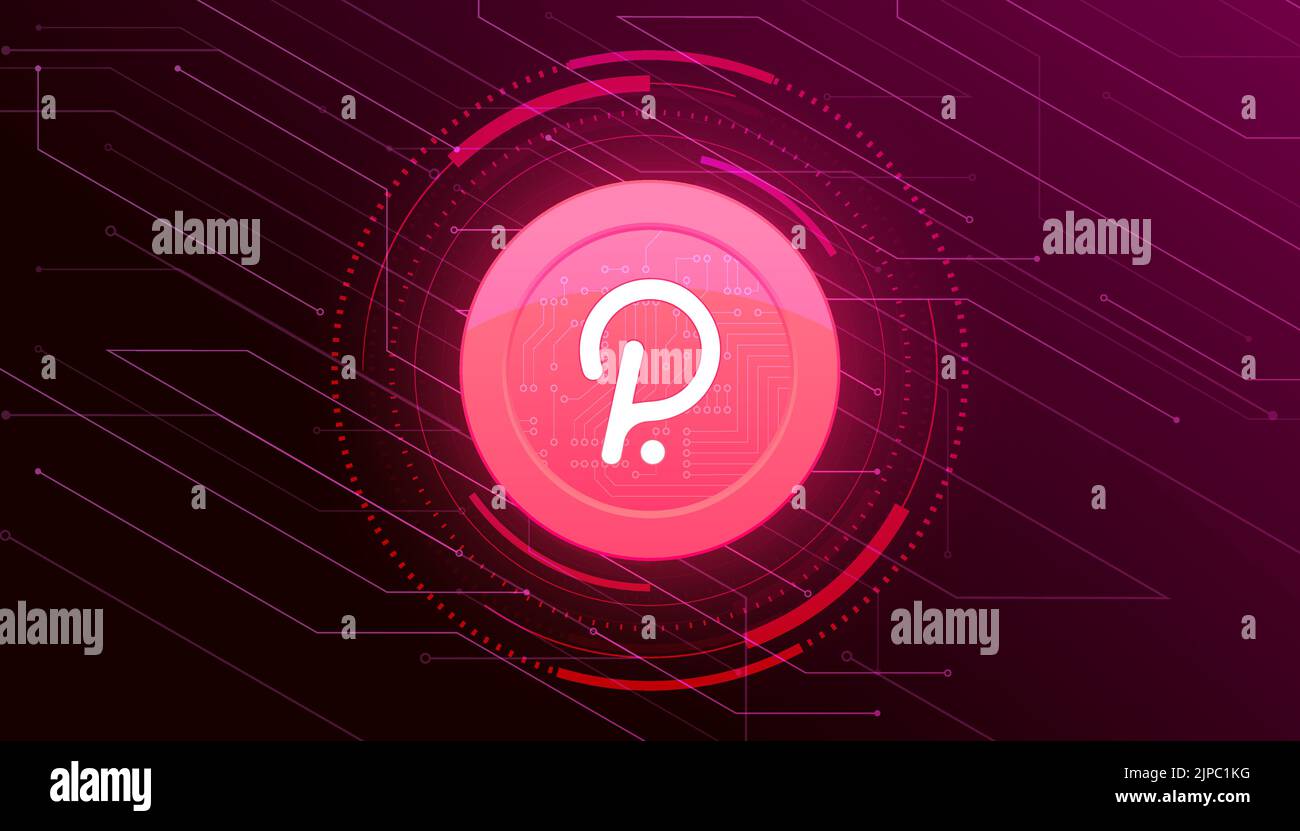 Polkadot (DOT) crypto currency themed banner. Polkadot coin or DOT icon ...