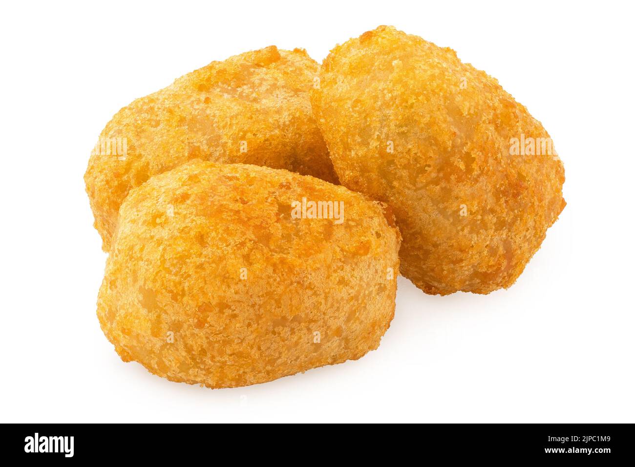 Three fried breaded chilli cheese nuggets isolated on white Stock Photo ...