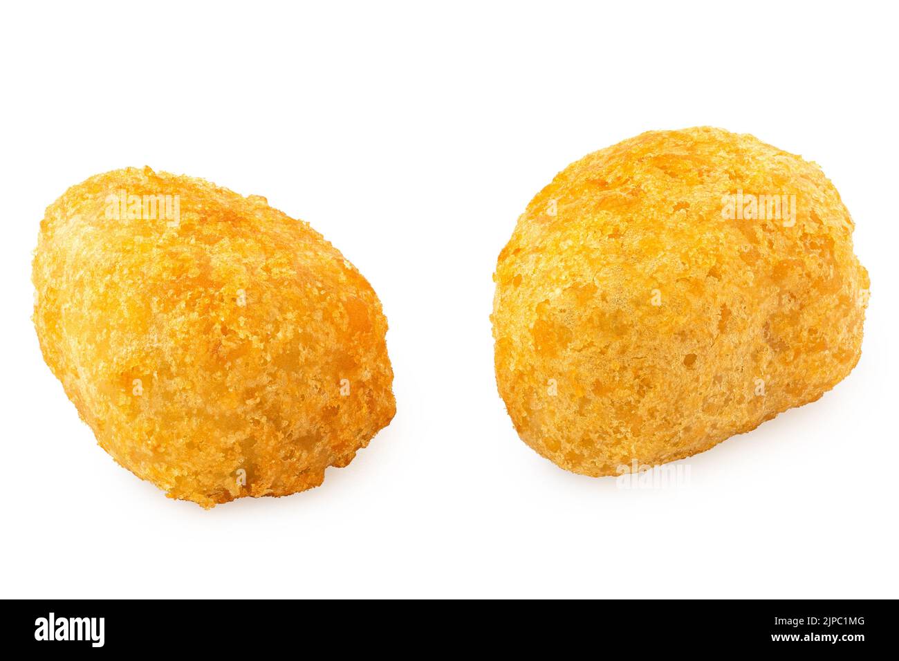Two fried breaded chilli cheese nuggets isolated on white Stock Photo ...