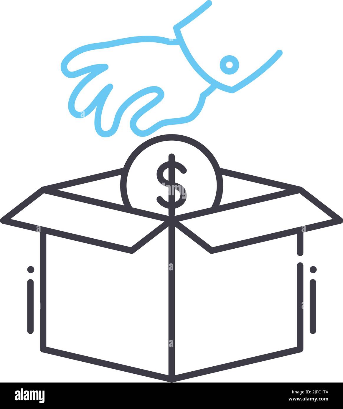 raise funds line icon, outline symbol, vector illustration, concept ...