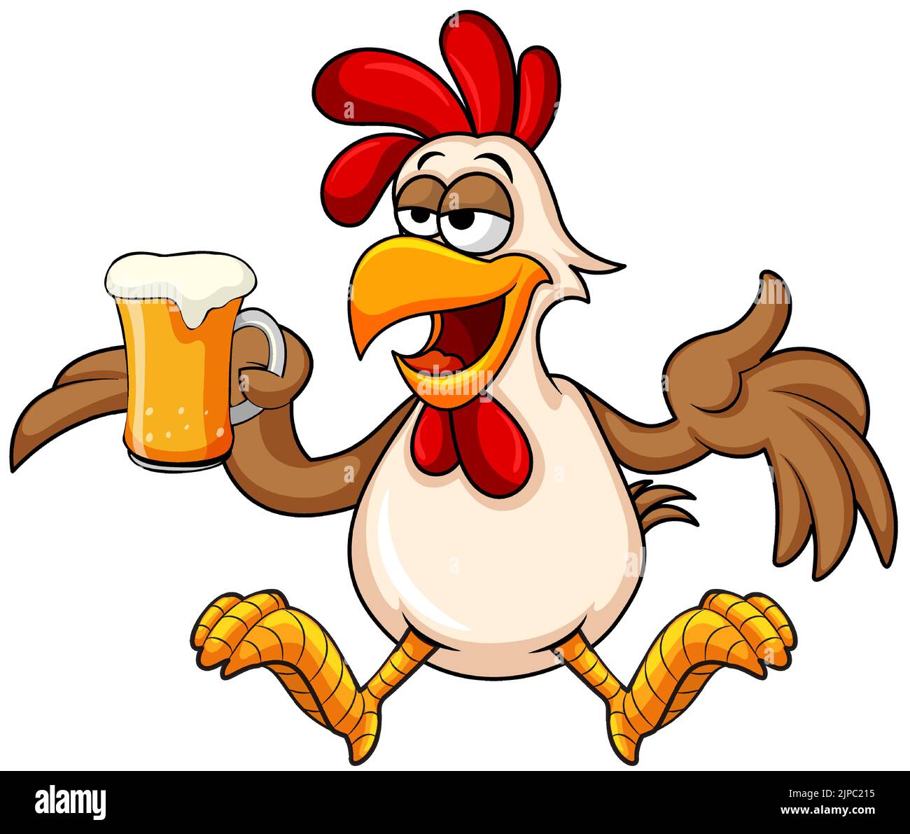 Cartoon rooster holding beer glass illustration Stock Vector Image ...