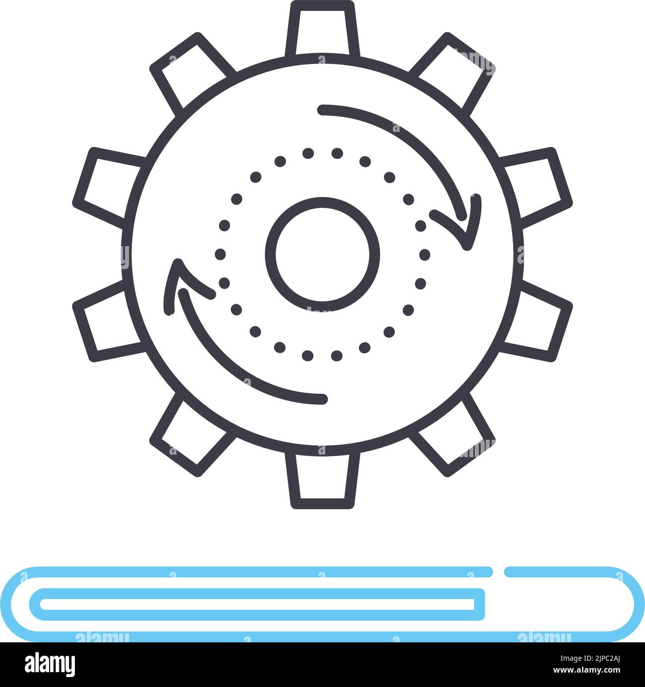 Processing File Line Icon Outline Symbol Vector Illustration Concept