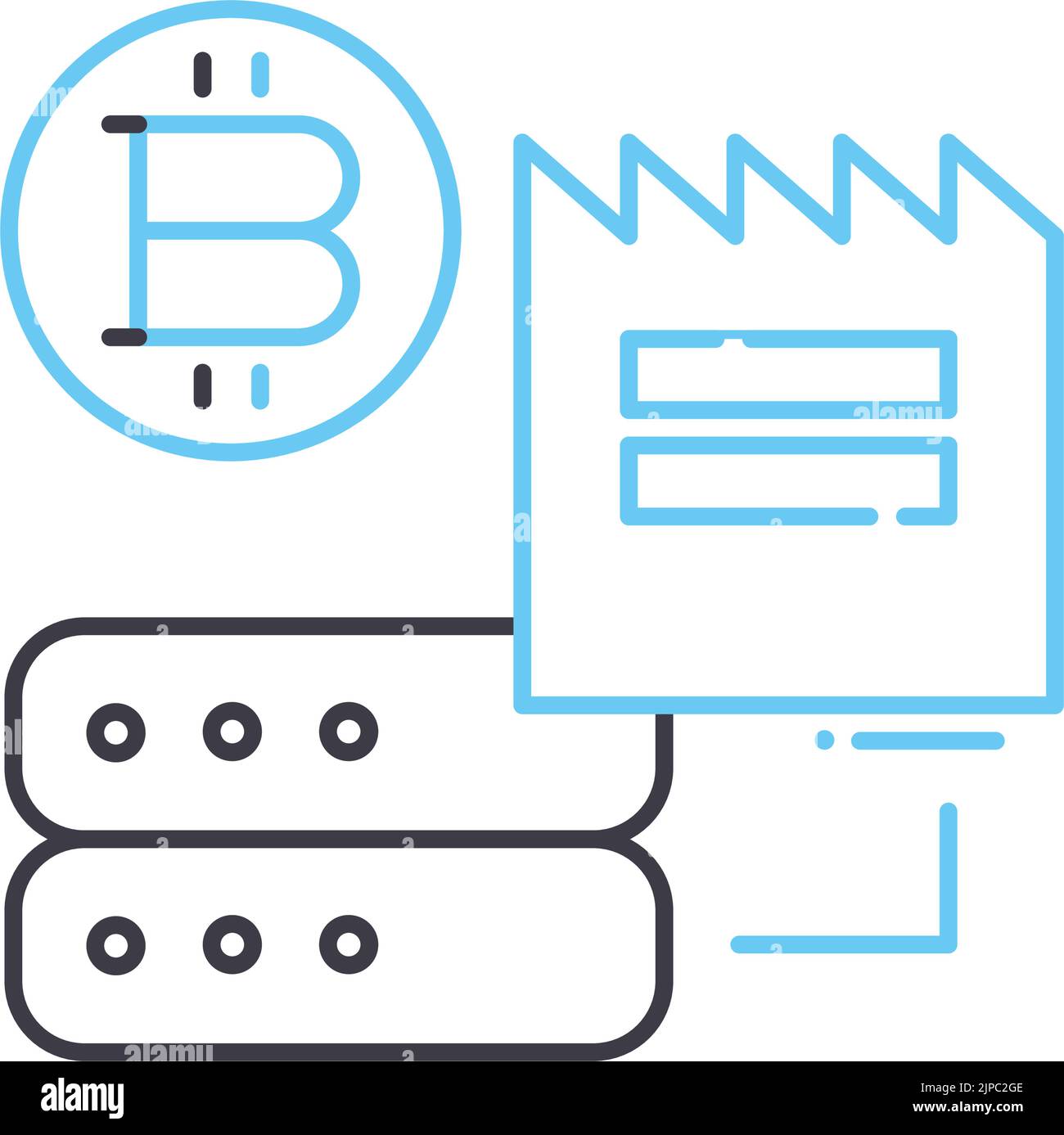 mining factory line icon, outline symbol, vector illustration, concept ...